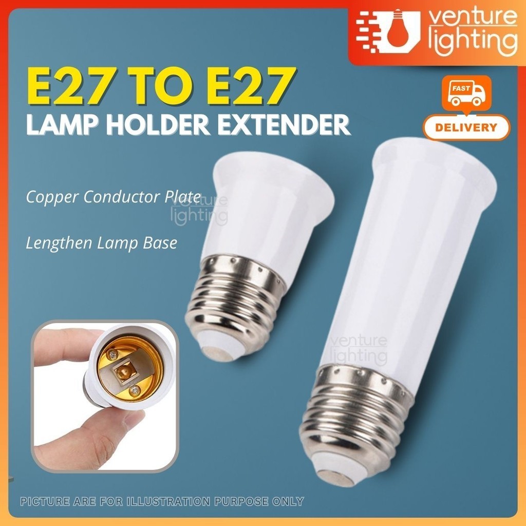65 / 95mm E27 TO E27 Lengthen Lamp Base Converter Light Base E27-E27 ...