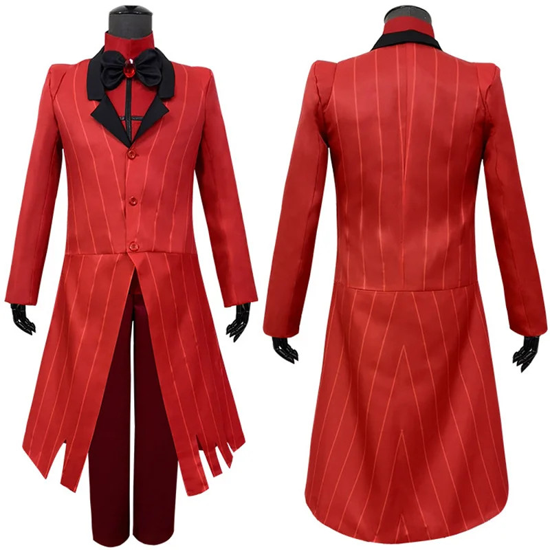 Hazbin Cosplay Hotel Alastor Costume with Wig Red Jacket Uniform Suit ...
