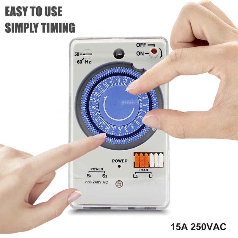 ManHua MT178 220V-240VAC Electrical Mechanical Time Switch Analog Dial Timers 24hours ...