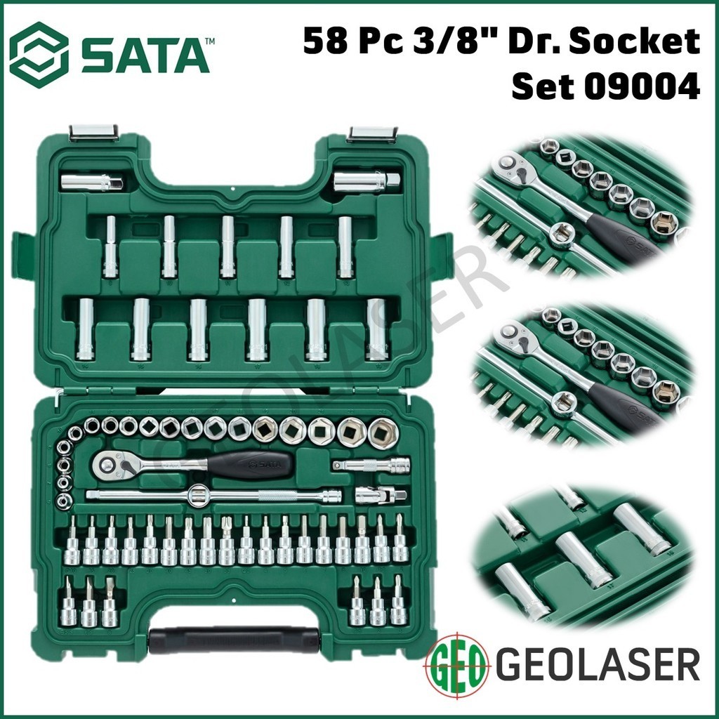 SATA 09004 60 PCS 3/8" DR. SOCKET SET (METRIC) | Shopee Singapore