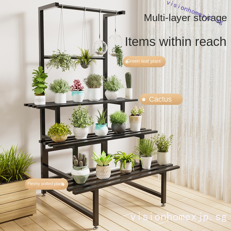 Multi-Layer Stainless Steel Plant Rack with Rods Wheels Flower Stands ...