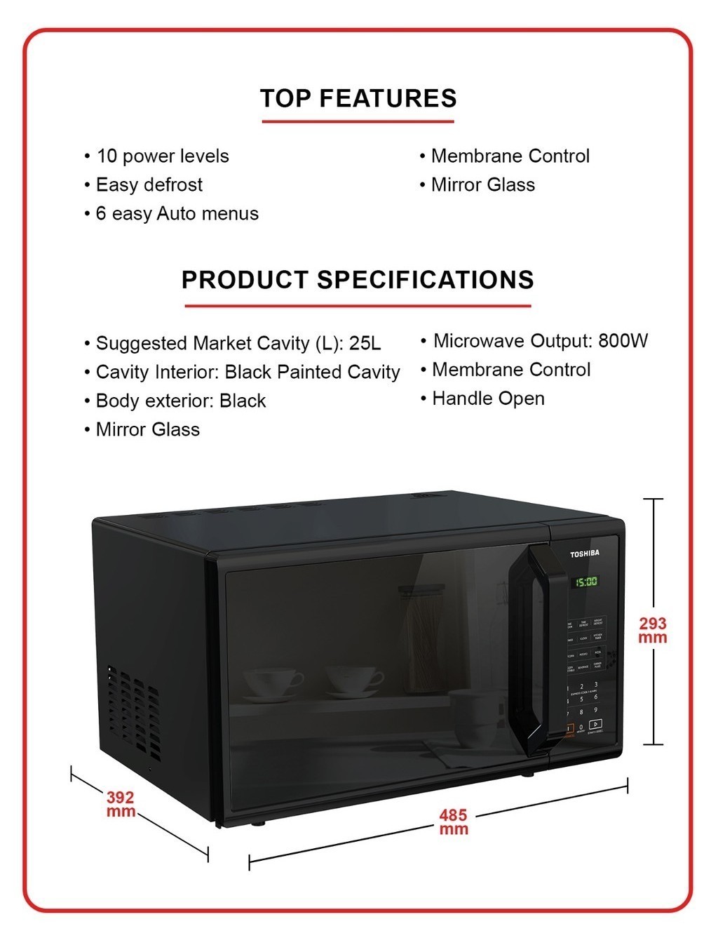 Toshiba 25L Solo Microwave Oven MM-EM25PE(BM) | Shopee Singapore