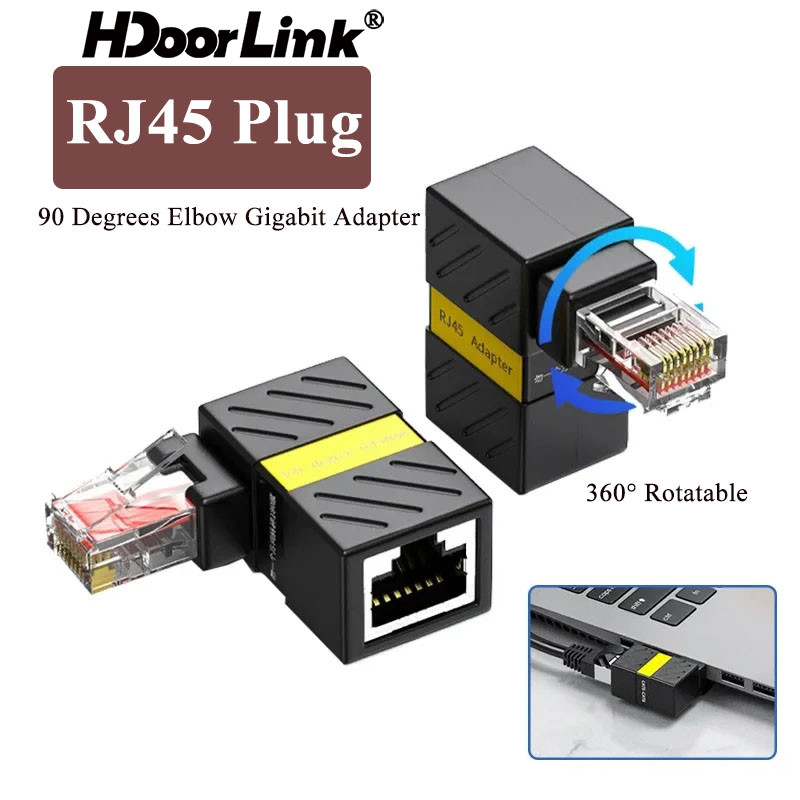 360° Rotation Gigabit RJ45 Network Adapter 90 Degree Right Angle Elbow ...