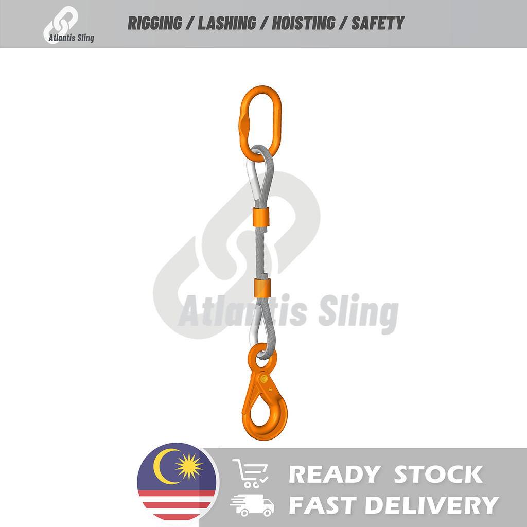 WILL 5TONNE SINGLE LEGGED WIRE ROPE SLING WITH MASTERLINK AND HOOK ...