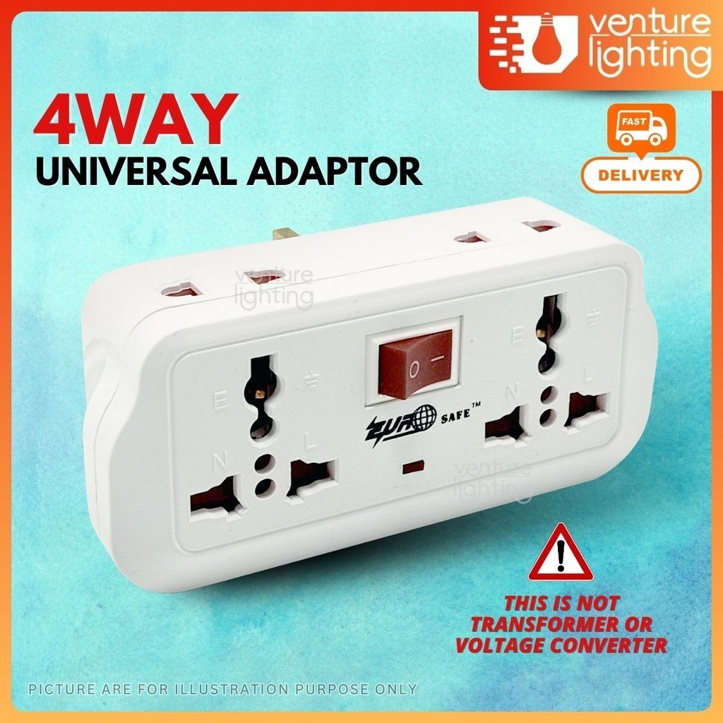 EUROSAFE/ME 3 Pin Full Copper Universal Socket Adaptor Extension for ...