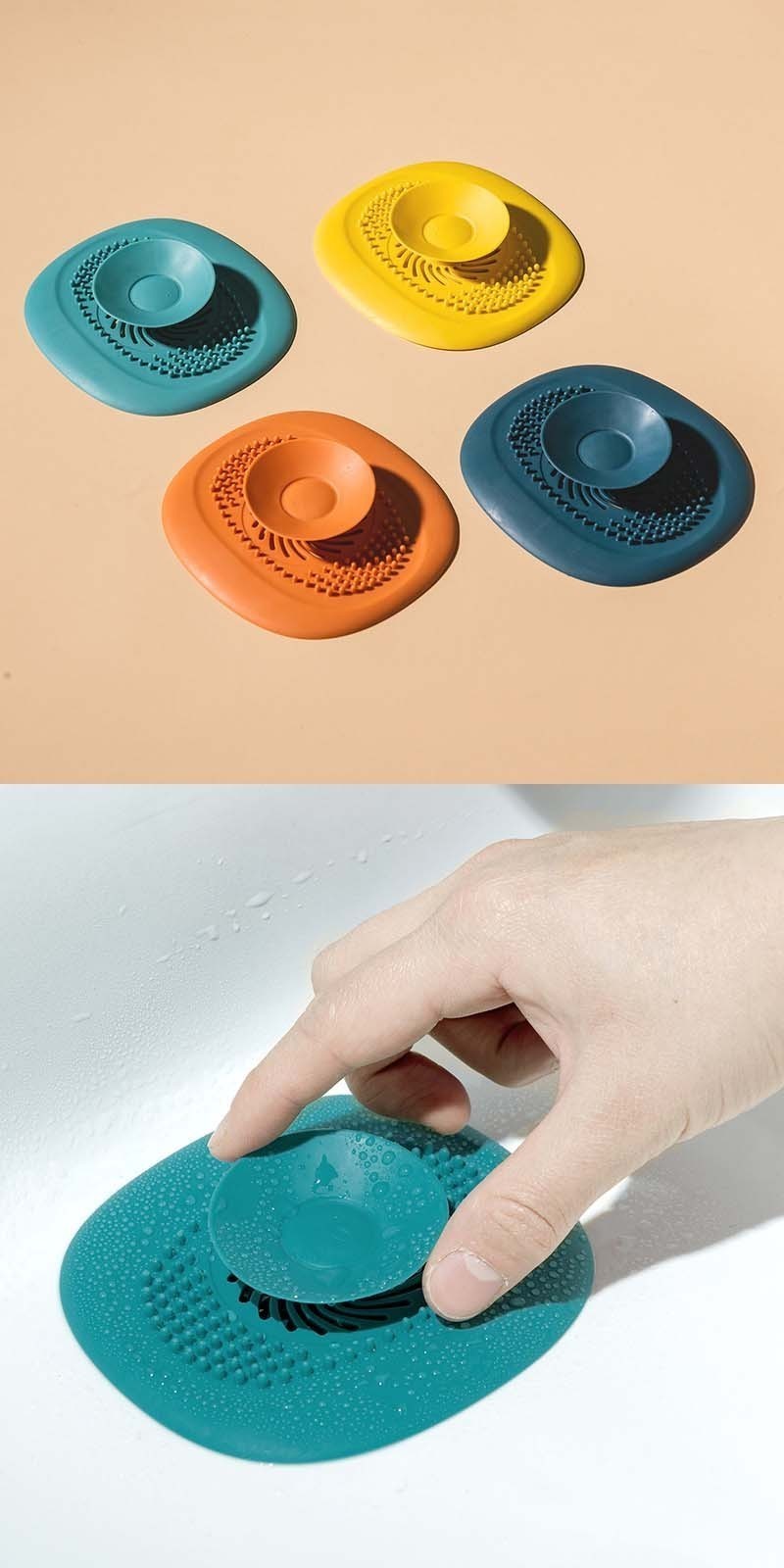 Silicone Drain Protector with Sucker / Sink Strainer Shower Hair ...