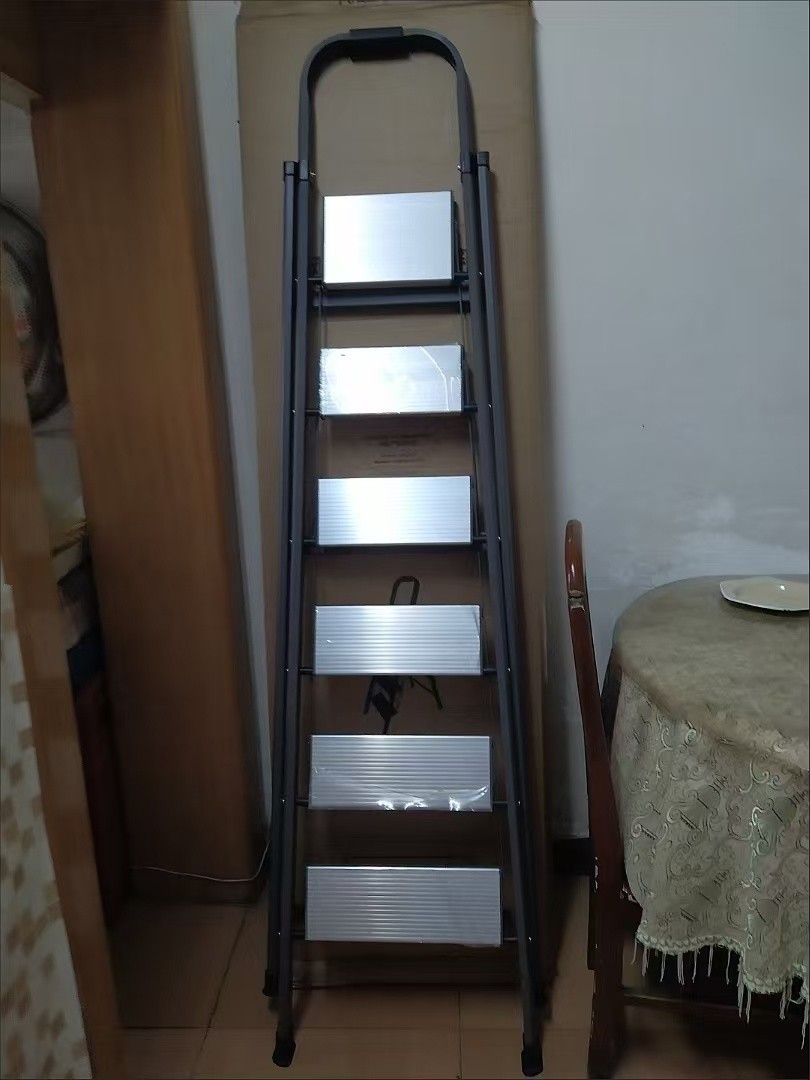 XLTOOLS Aluminium Ladder Foldable Ladder 4 5 6 Step Ladder 150kg ...