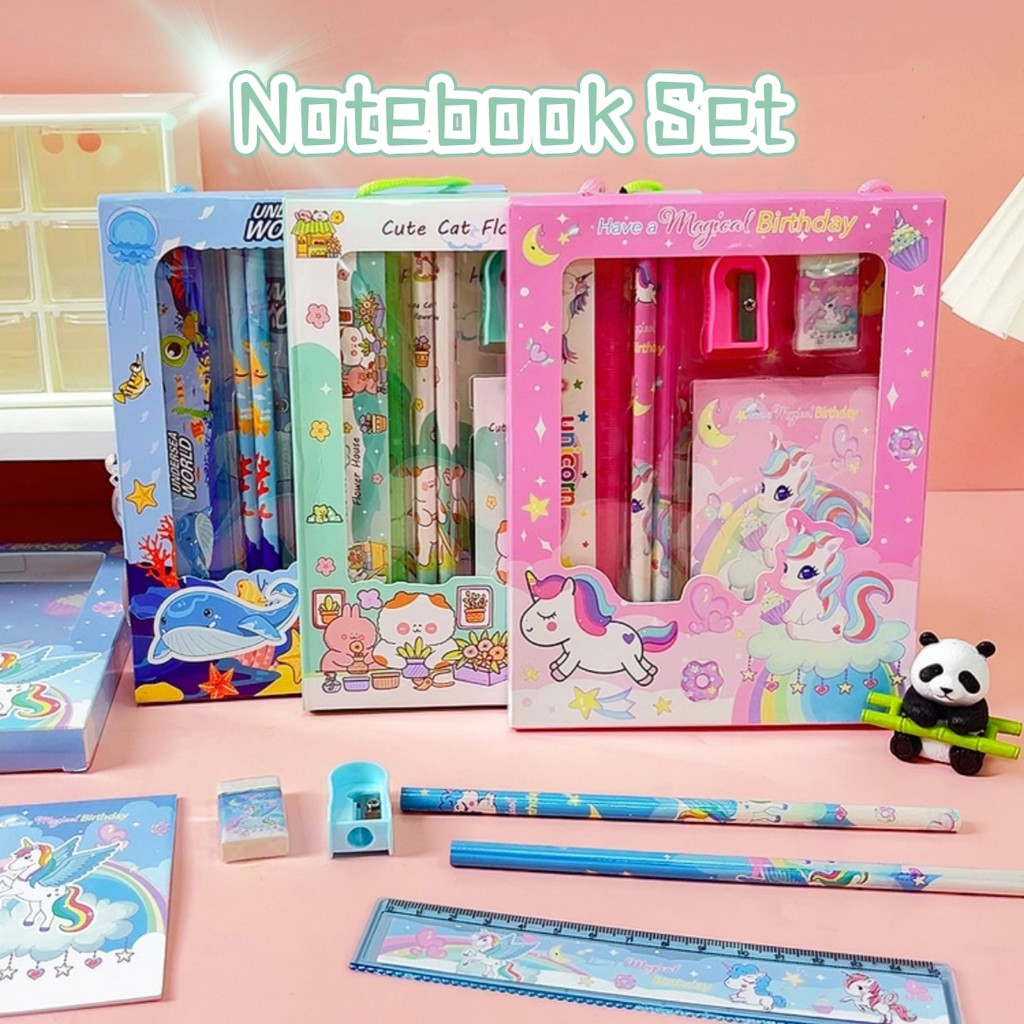 Cute Notebook Stationary Set Student Children Cartoon Doorgift Goodies ...