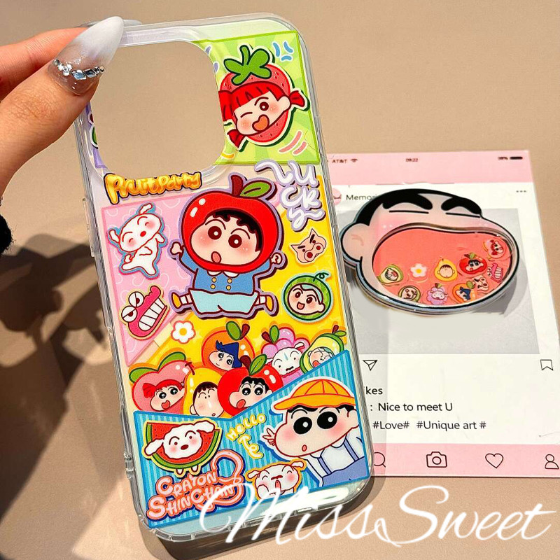 Crayon Shin Chan Casing + Quicksand Bracket Compatible For IPhone 16 11 ...