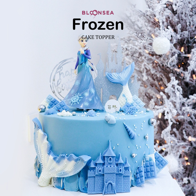 Cake Topper Frozen 2 Snowflake Elsa Anna Christmas Tree Cupcake Acrylic ...