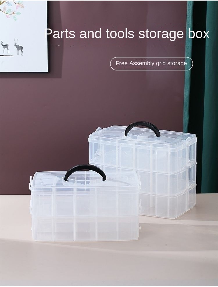 Multi-Grid Spare Parts Box Transparent Electronic Components Storage ...