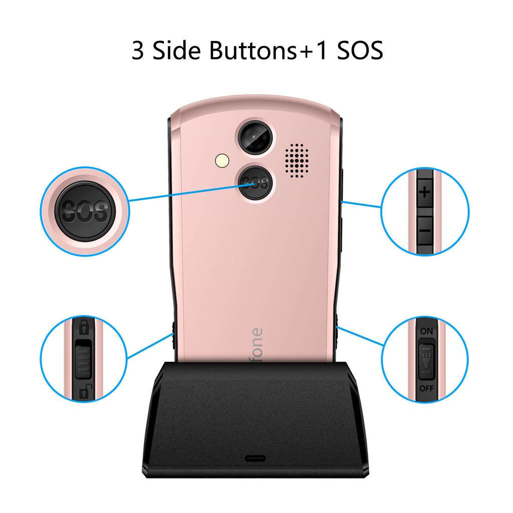 artfone A400 4G rose gold cell phone features large buttons for easy ...