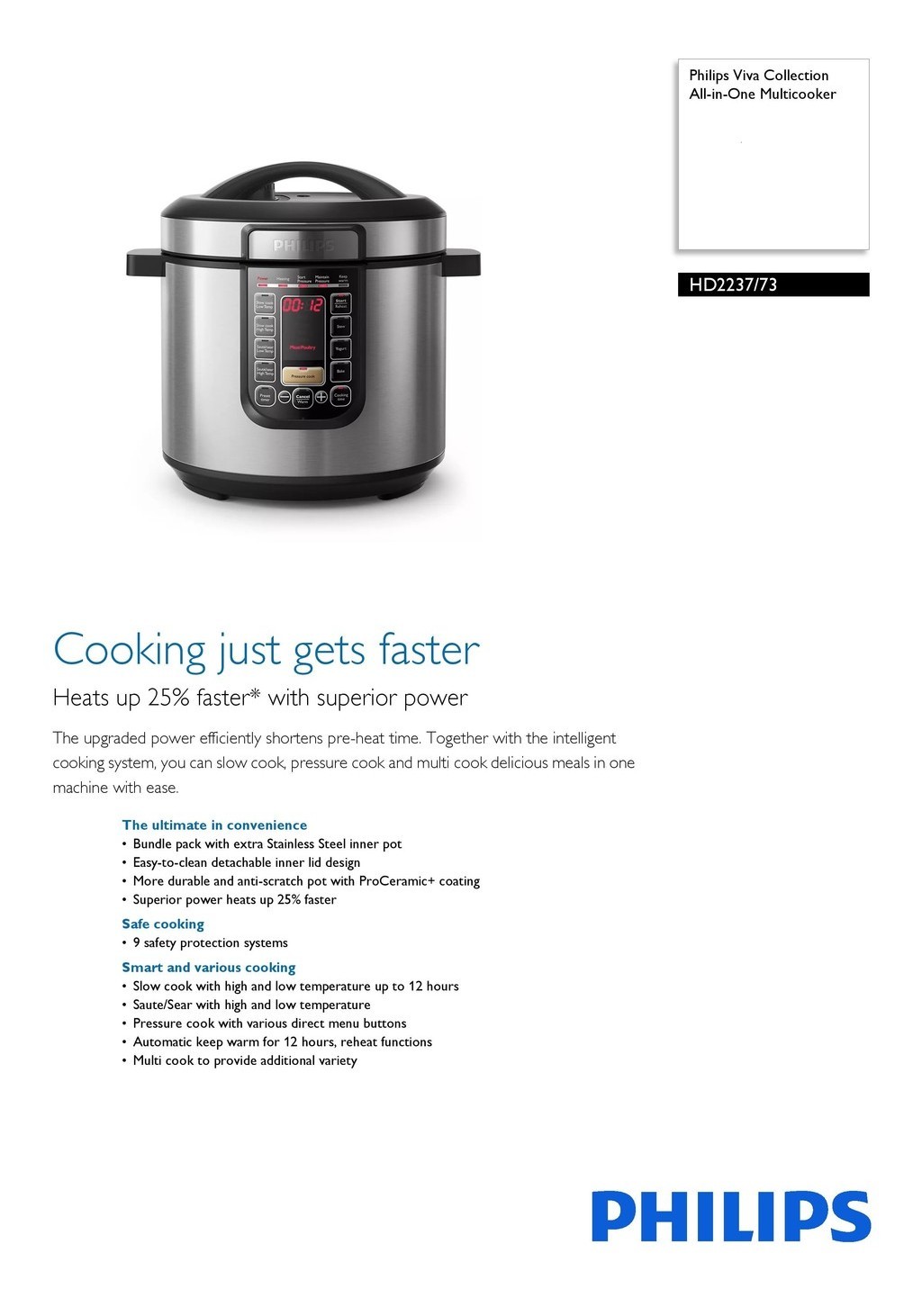 Philips HD2237 | HD2237/73 Viva Collection All-in-One Multicooker ...