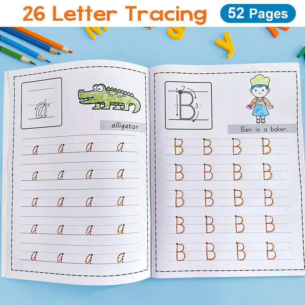 Kids Tracing Book Alphabet Number Set Handwriting Practice Workbook ABC ...