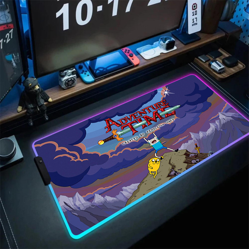 Xxl Adventure Time Mouse Pad RGB Pc Gamer Desk Mat Kawaii Computer ...
