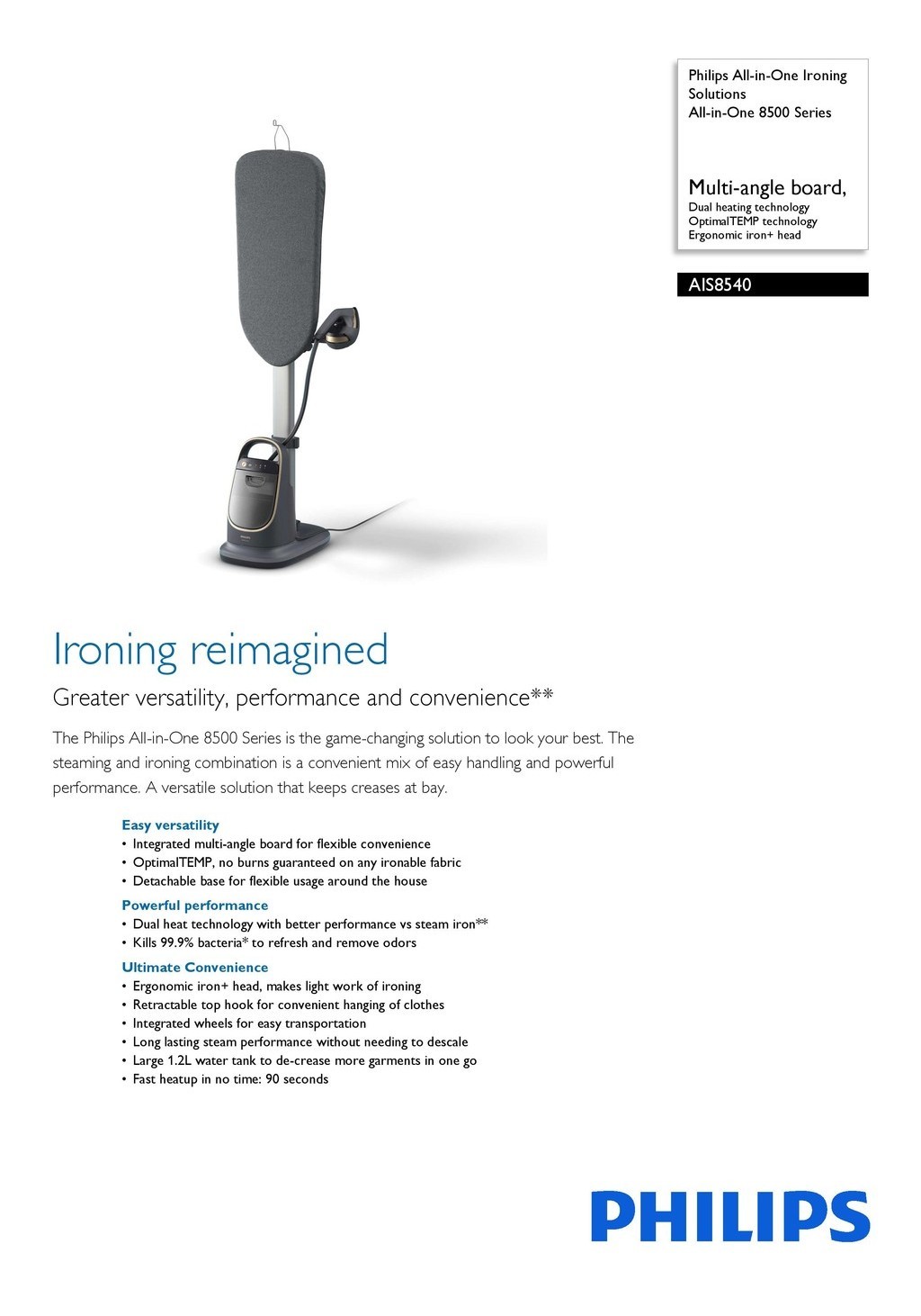 Philips AIS8540 | AIS8540/80 All-in-One Ironing Solutions All-in-One ...