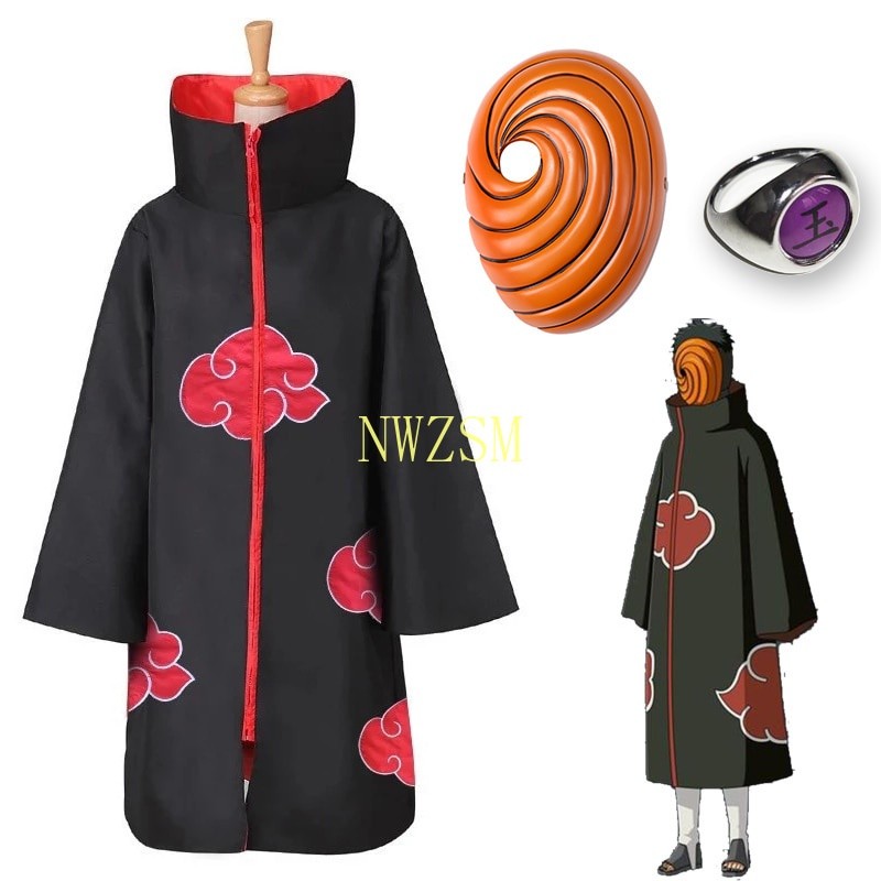 in stock Akatsuki Uchiha Tobi Obito Akatsuki Cosplay Costume Cloak Mask ...