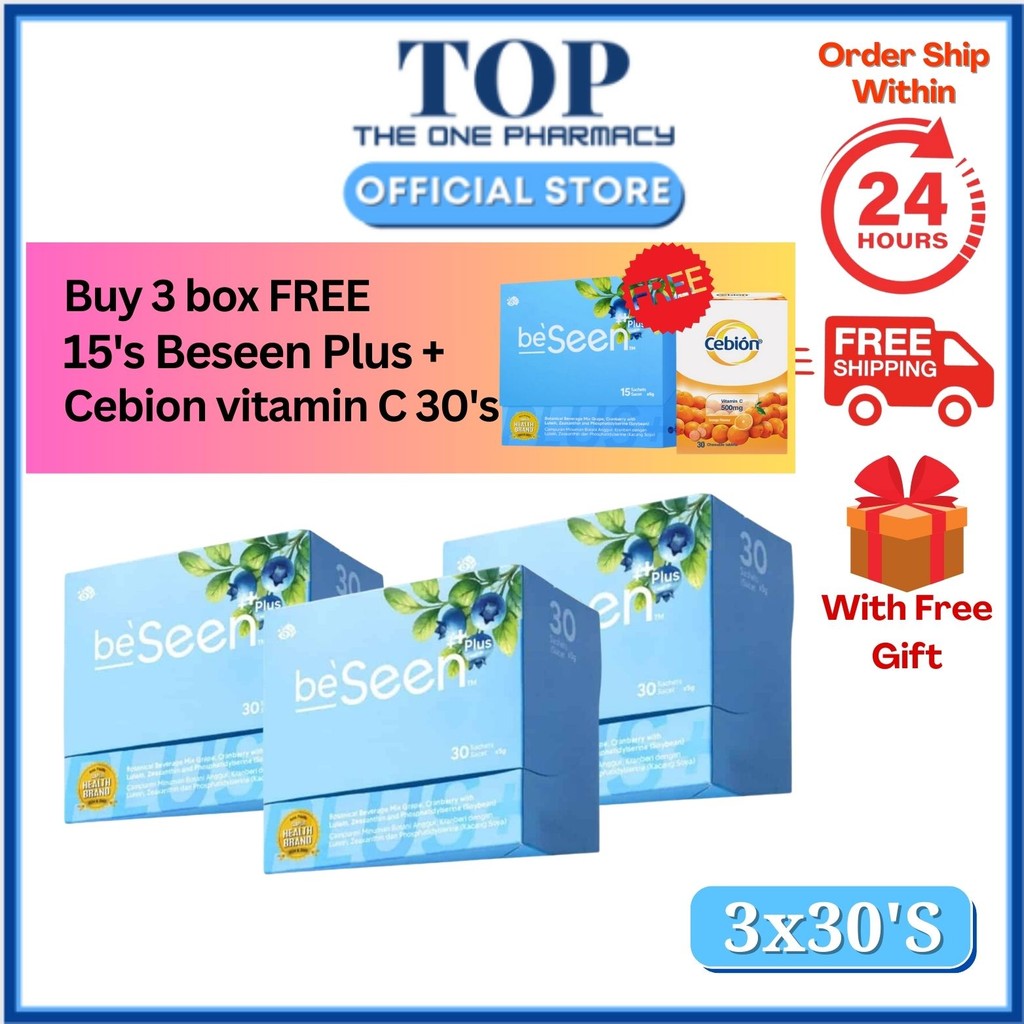 Beseen PLUS Eyecare Supplement 3x30's Foc 15's + Cebion 30's | Shopee ...