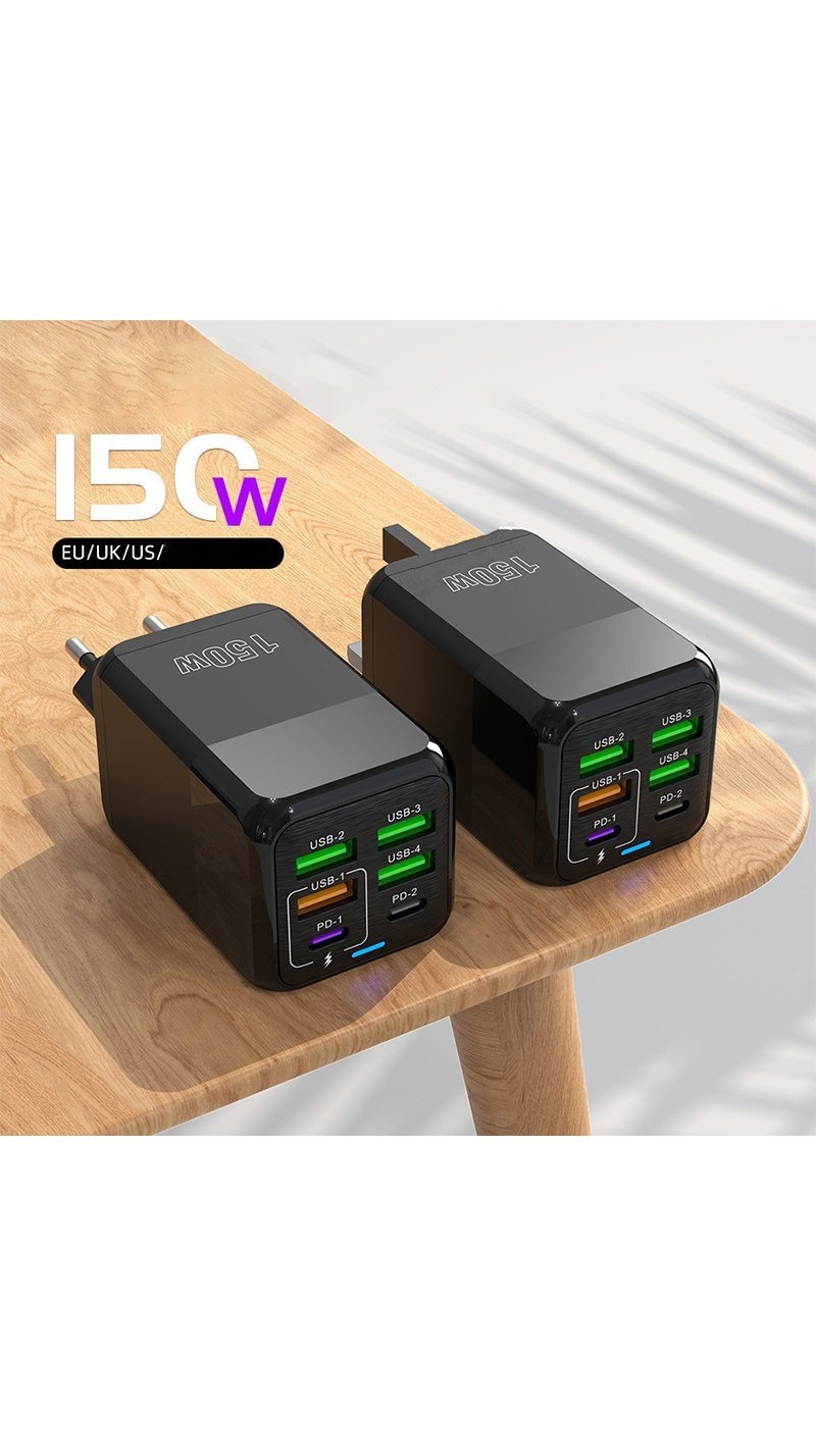 150W 6 Ports 3U+3C Fast Charging Charger Type C High Speed Charge ...