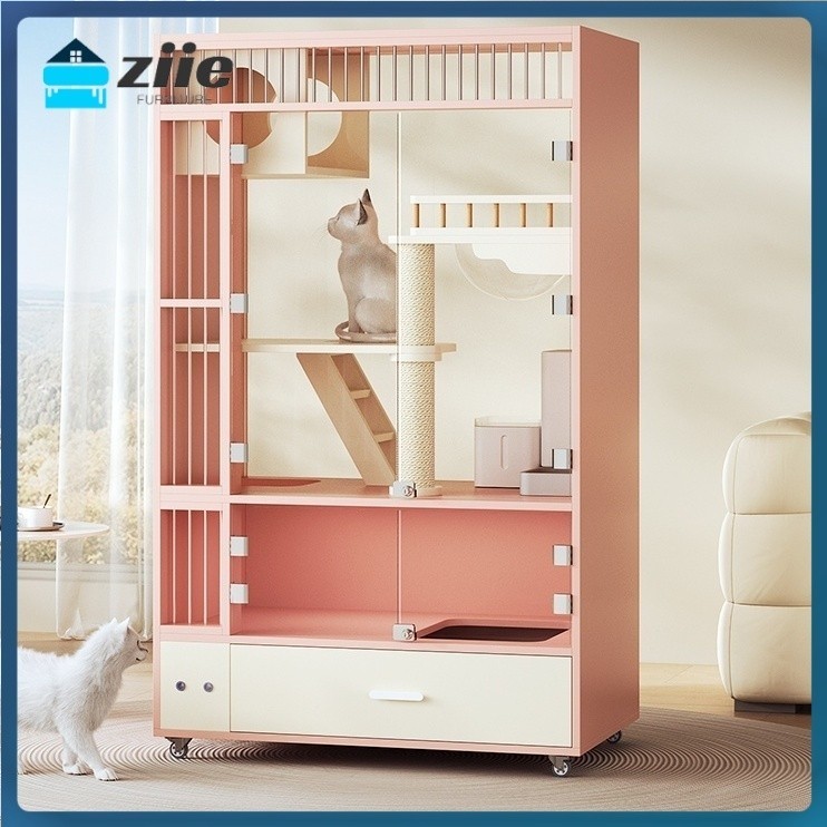 Cat Cage Villa Solid Luxury Wood Cage Fantasy Castle Cabinet Pet Home ...
