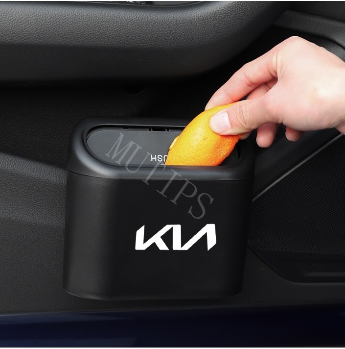 KIA Car Mini Dustbin Box Flip Lid Dustbin Garbage Storage Hanging Back ...