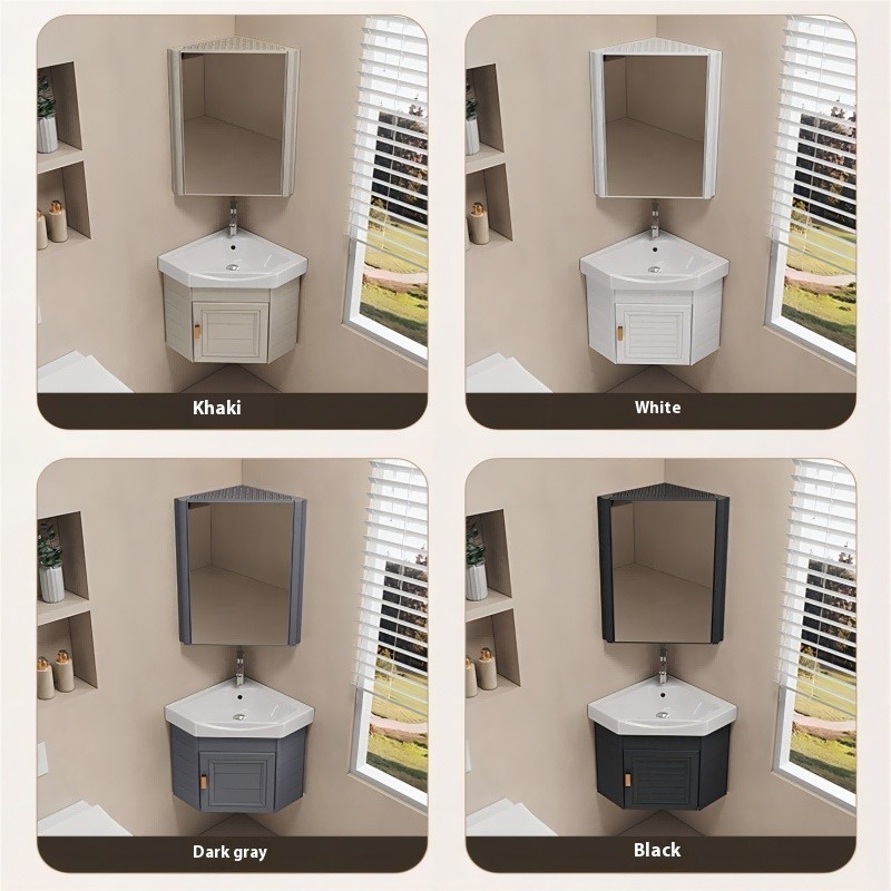 Vanity Cabinet Small-Sized Corner Triangle Bathroom Cabinet Wall ...