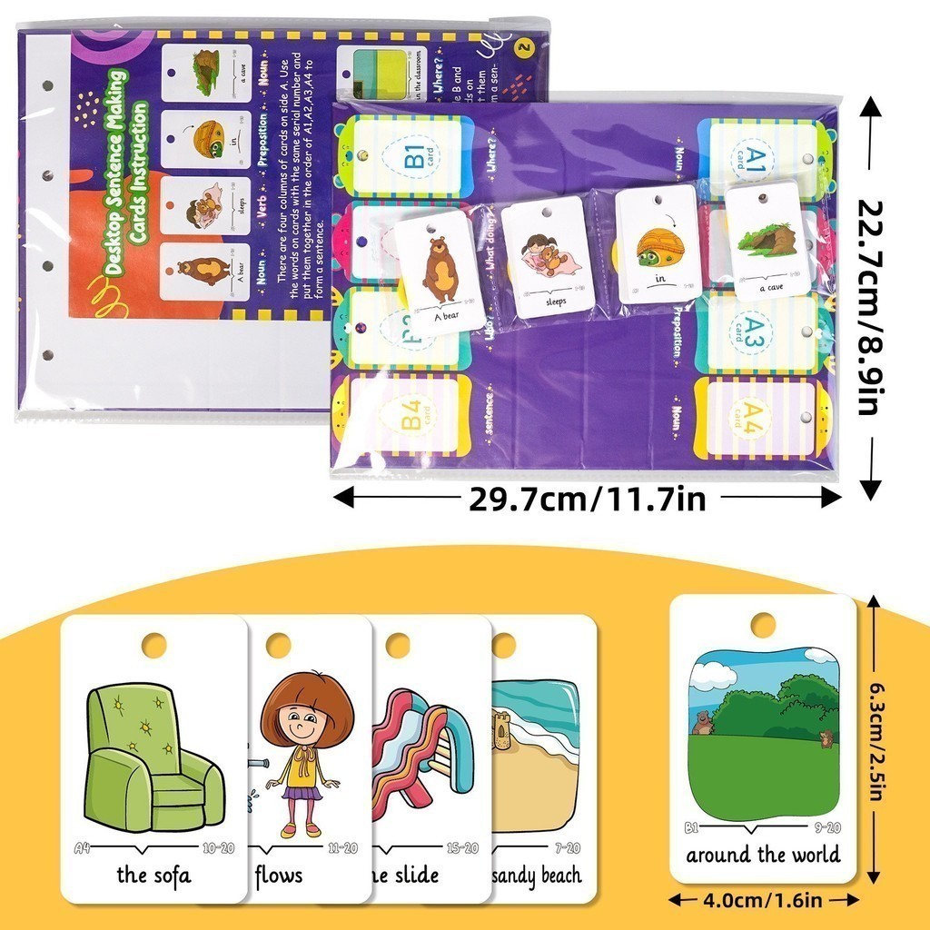 Children Learning English Words Sentence Building Flashcards Homeschool ...