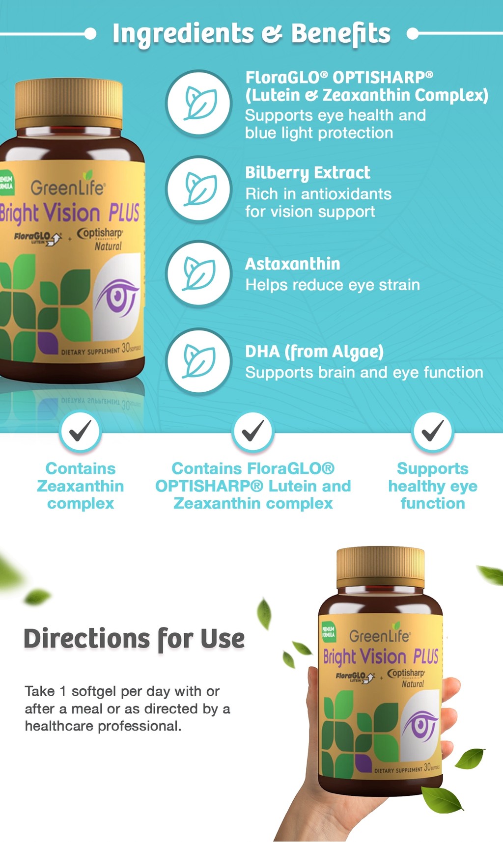 [Bundle of 2] GreenLife Bright Vision Plus 25mg Lutein 30 Softgels ...