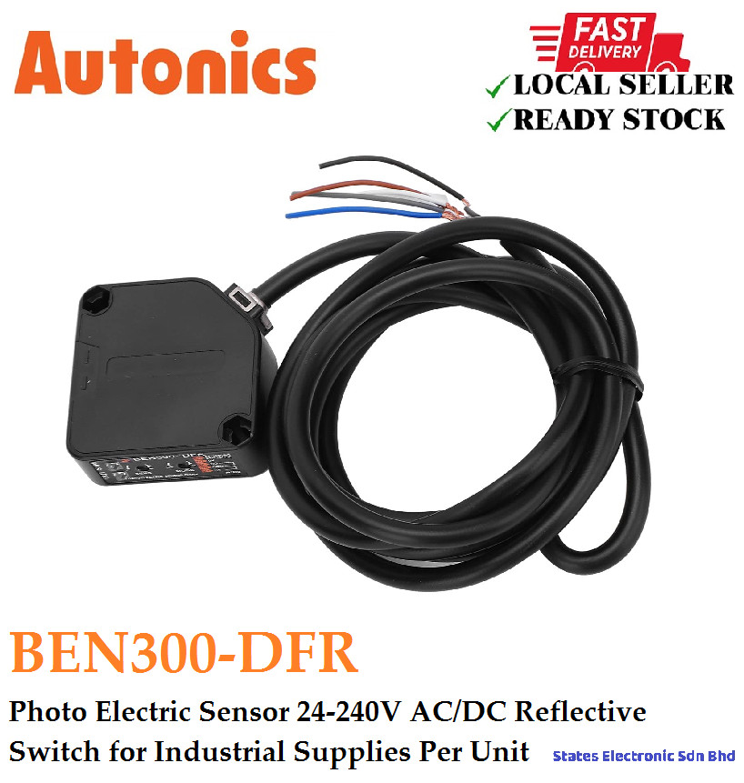AUTONICS BEN300-DFR Photo Electric Sensor 24-240V AC/DC Reflective Switch for Industrial ...