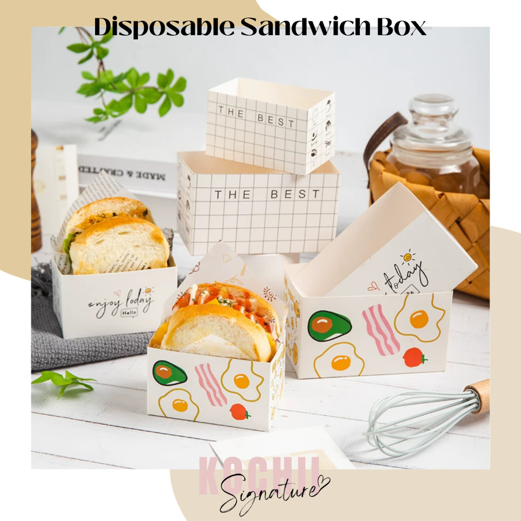 KOCHII 10PCS Disposable Sandwich Box / Kotak Bekas Roti / Korean ...