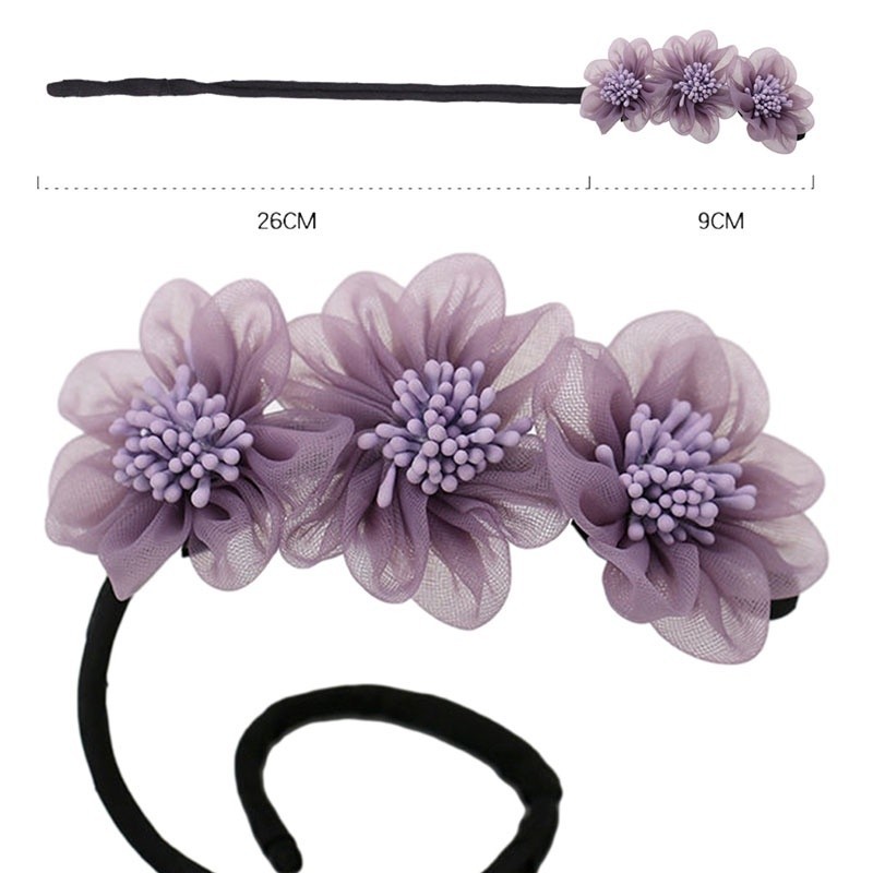 Bow Updo Hair Rope Graceful Lace Flower Hair Bun Maker Female Hair Bun ...