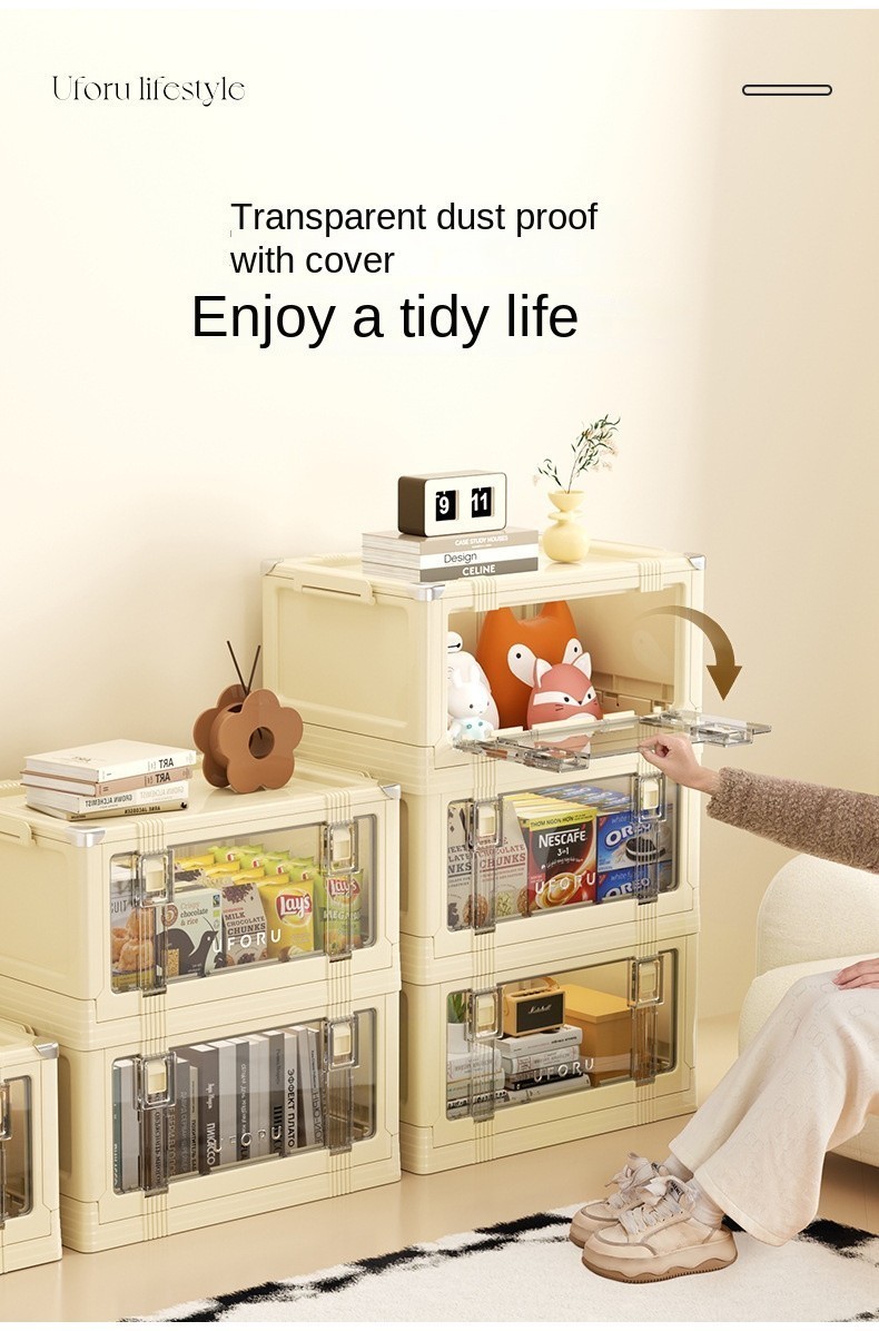 Household Foldable Storage Cabinet, Plastic Thickened Storage Box with ...