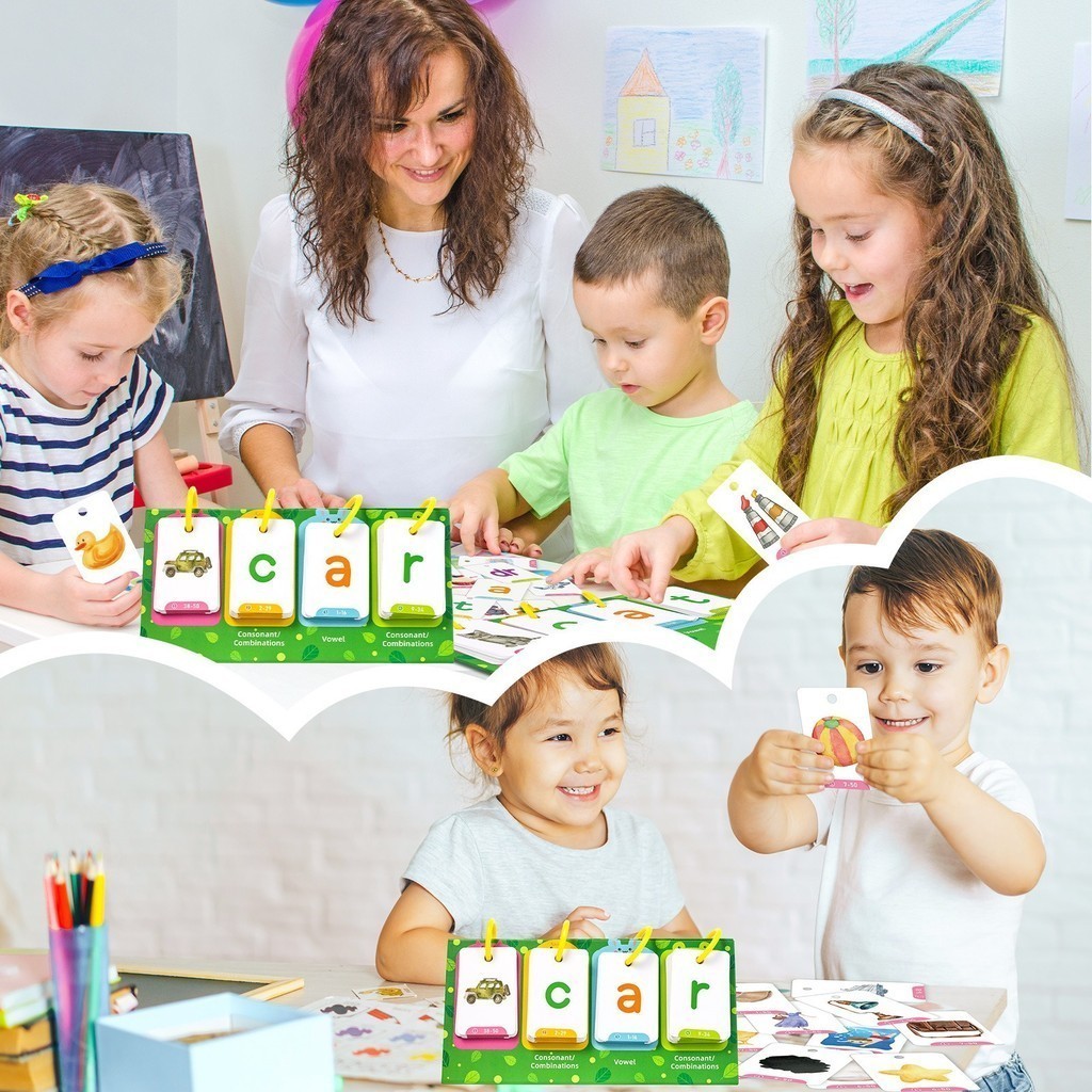 Children Learning Vowel Combinations Phonics Flashcards Homeschool ...