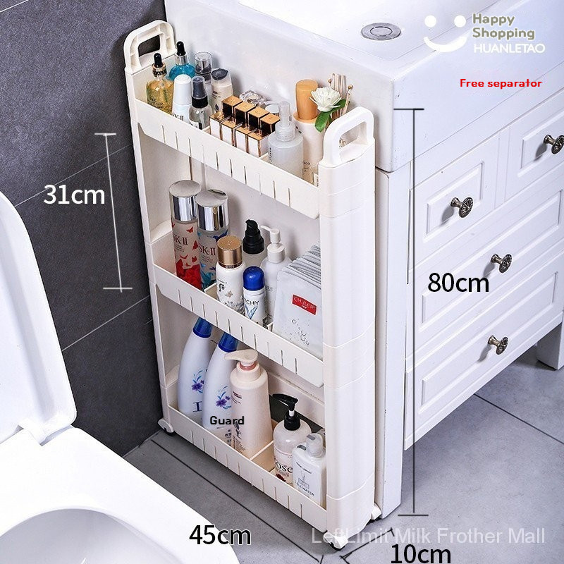 NEW 10cm Narrow Gap Storage Trolley Bathroom Gap Storage Rack Toilet ...