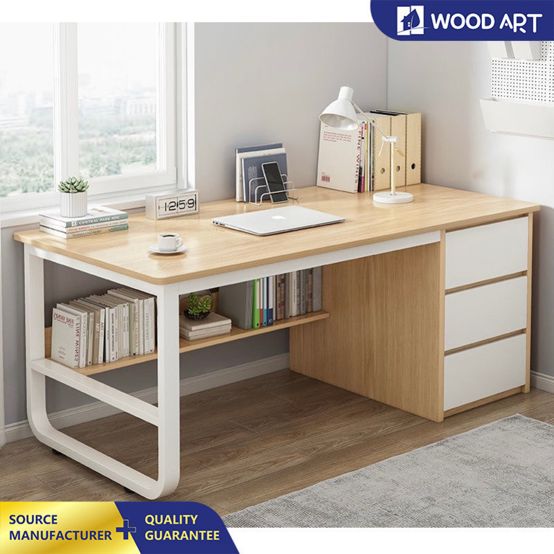 ZL Desk Learning Table Simple Modern Study with Bookshelf Computer Desk ...