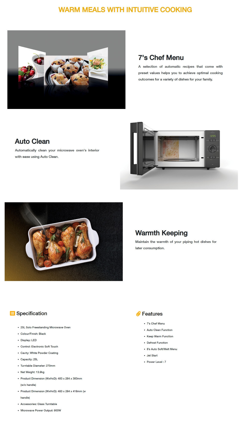 Whirlpool MS2502B Solo Freestanding Microwave Oven 25L | Shopee Singapore