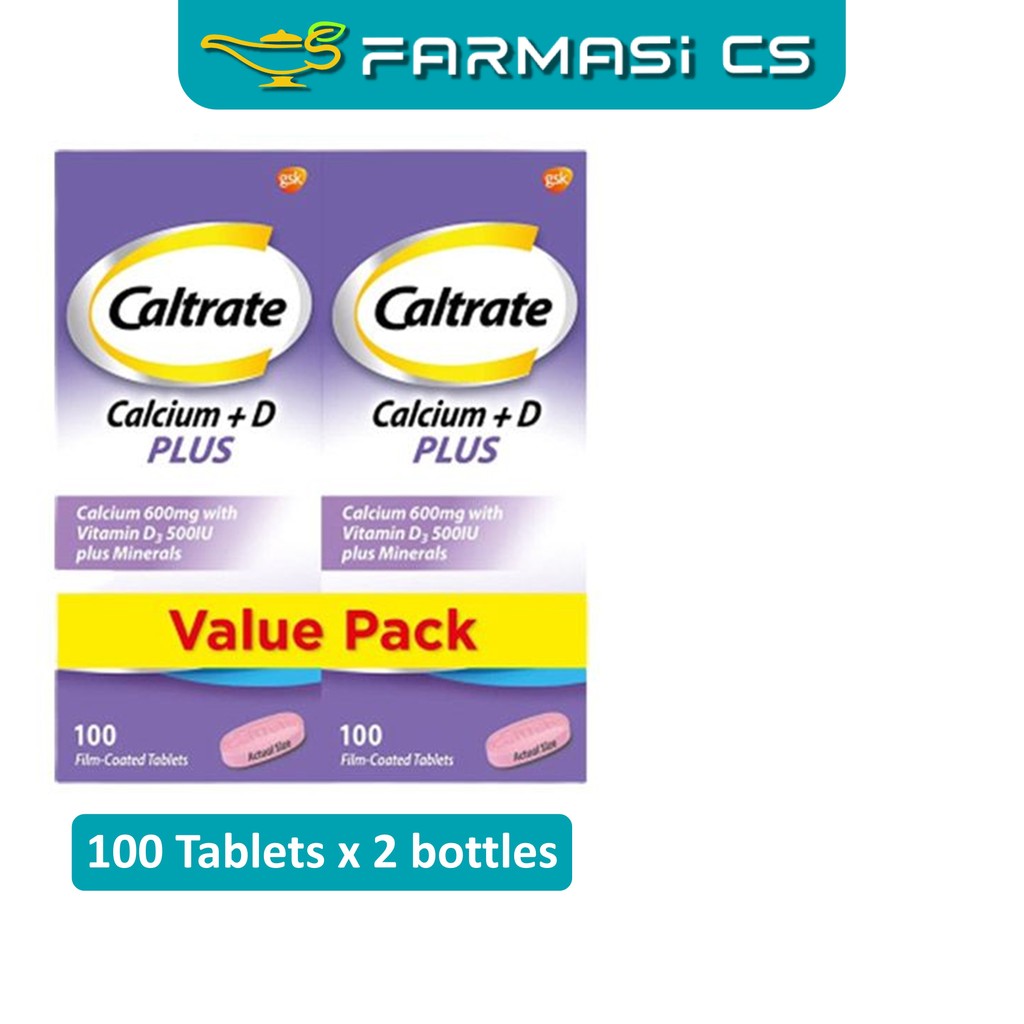 Caltrate Calcium + D Plus 100 tablets x 2 Bottles (TWIN) EXP:10/2026 ...