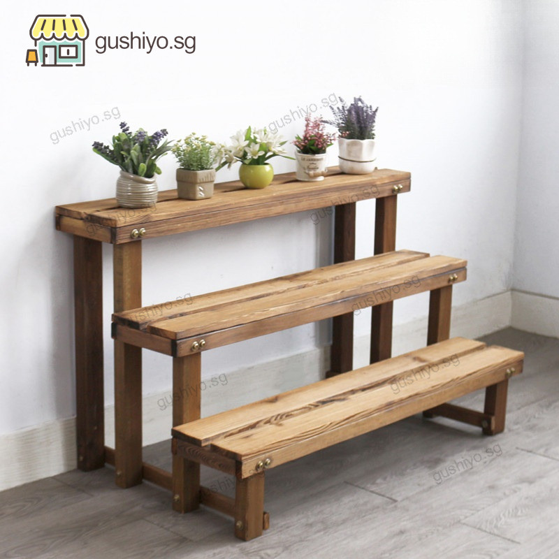 Wooden Flower Rack Corrosion Balcony Anti Solid Wood Flower Rack Floor ...