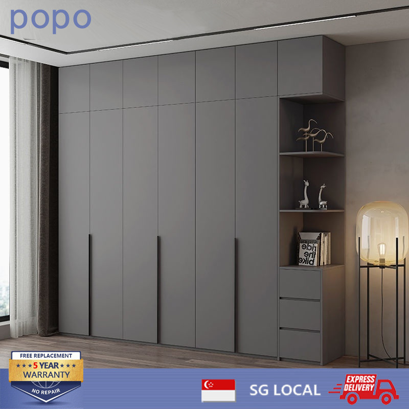 POPO Wardrobe New Solid Wood Household Bedroom Furniture Fabric Modern ...