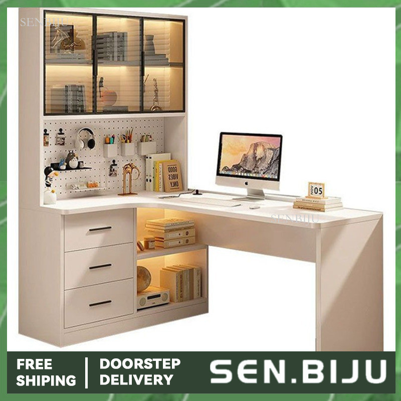 L-shape Study Desk Type 550 Office Desk&book Shelf Computer Table ...
