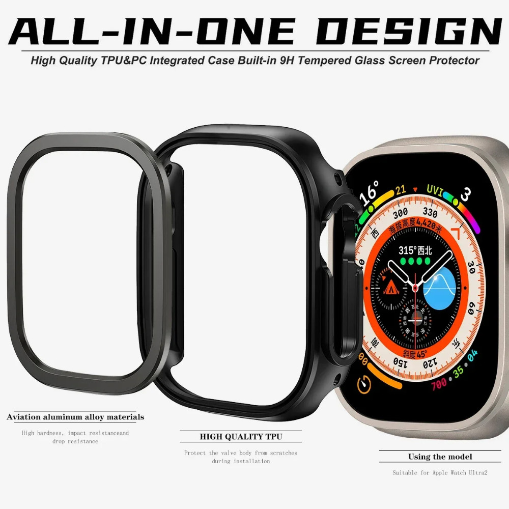 2 in1 Aluminum Alloy Metal+TPU Case For Apple Watch Ultra 49mm 45mm ...