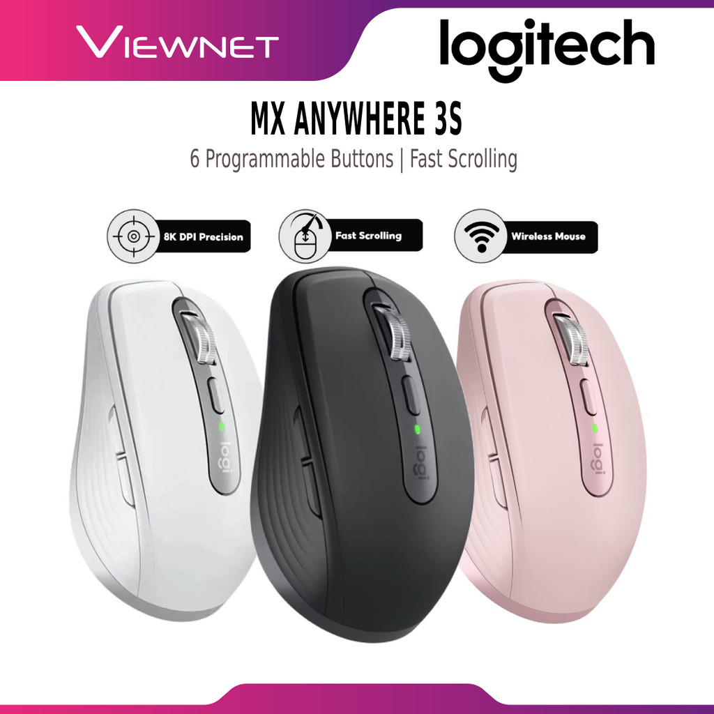 LOGITECH MX ANYWHERE 3S COMPACT WIRELESS MOUSE 8000DPI | FAST SCROLLING | 6 PROGRAMMABLE BUTTONS ...