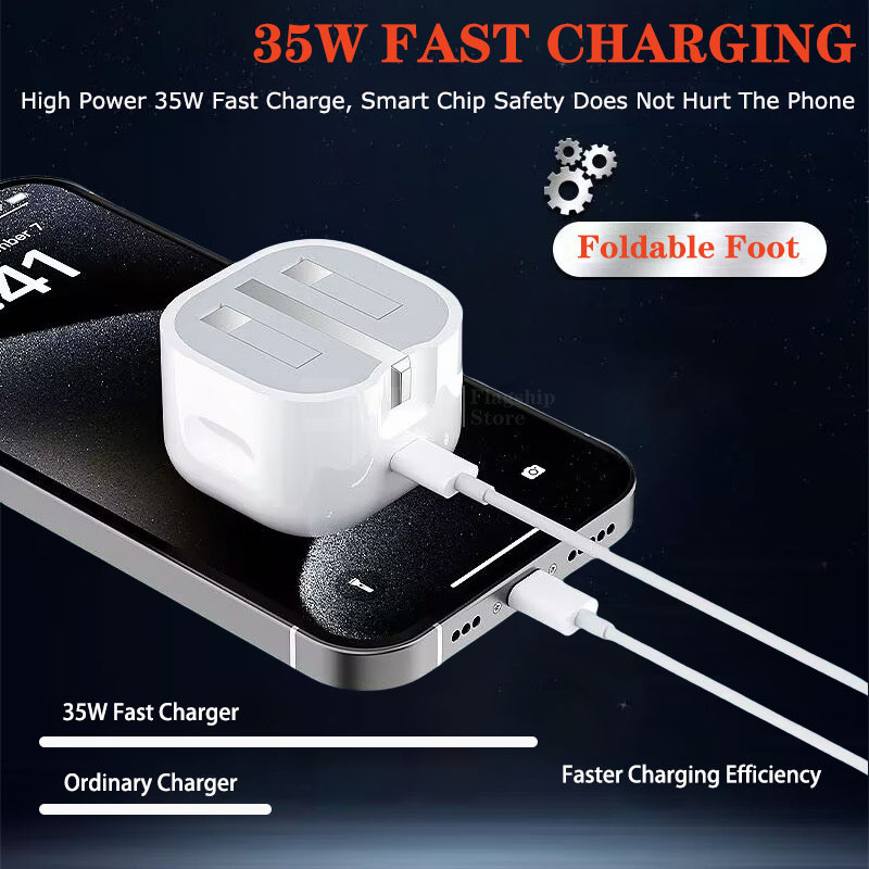 PD35W USB C Fast Charger Folding Foot 20W Power Adapter For 16/15/14/13 ...