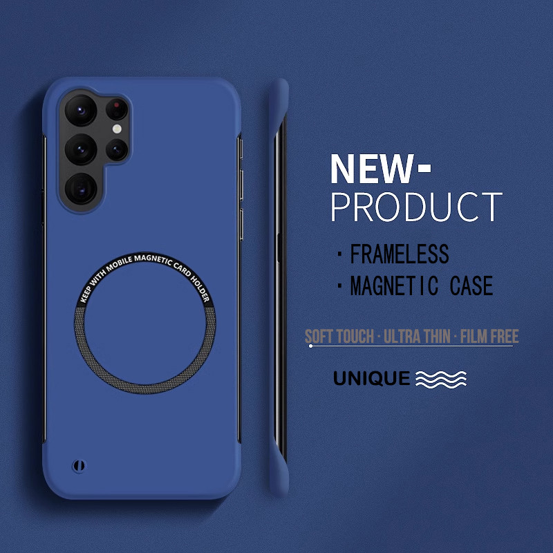 Ultra Thin Hard PC Magnetic Frameless Phone Case For Samsung Galaxy S25 S24 S23 S22 S21 S20 FE ...