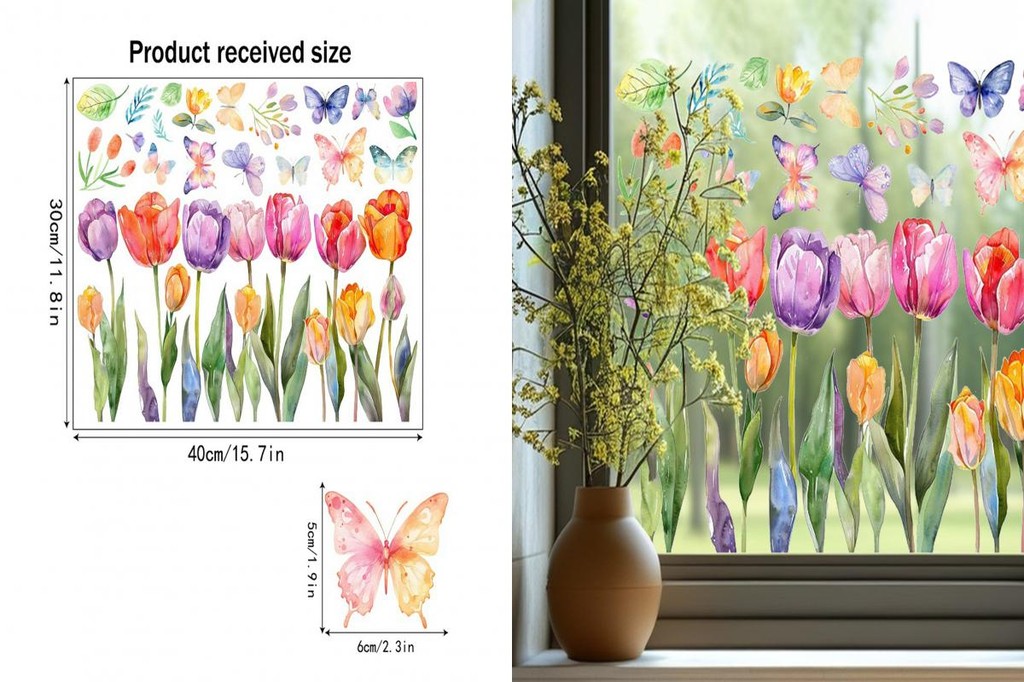 Moamegift Brightly Colored Window Decals Colorful Tulip Butterfly ...