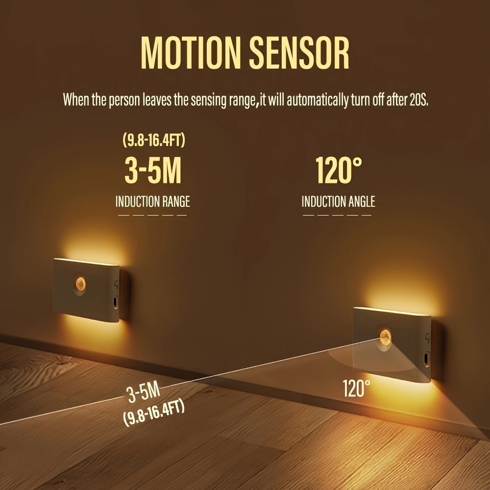1/2/4 Packs LED Smart Sensor Night Light 20 Hours Working Time Wireless ...
