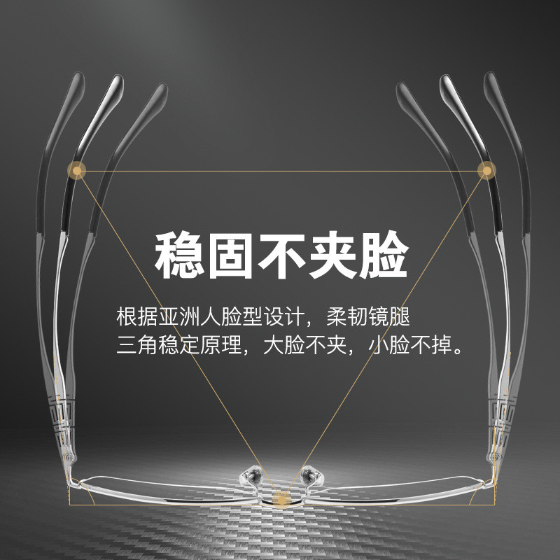 2216Pure Titanium Glasses New Large Face Large Frame Business Half ...