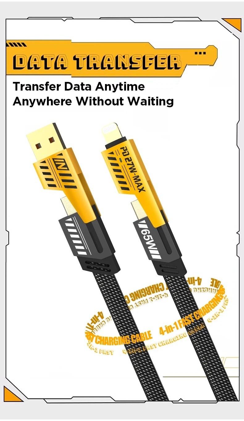 TZUZL 2024 NEW 4 in 1 max 65W Cable USB to Type C Mecha Style PD27W ...