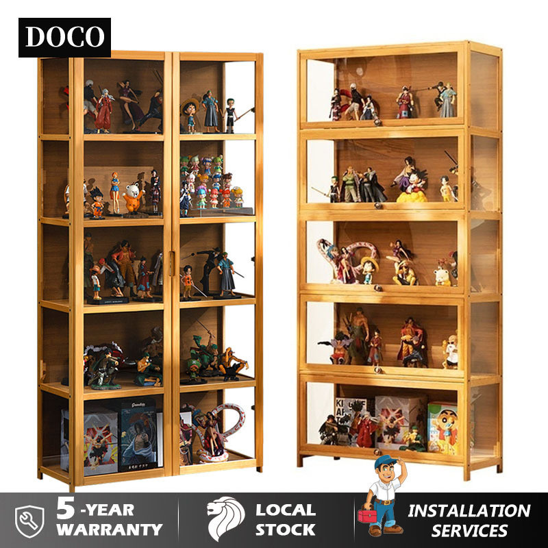 DOCO Display Cabinet Transparent Bamboo Display Case Home Acrylic Lego ...