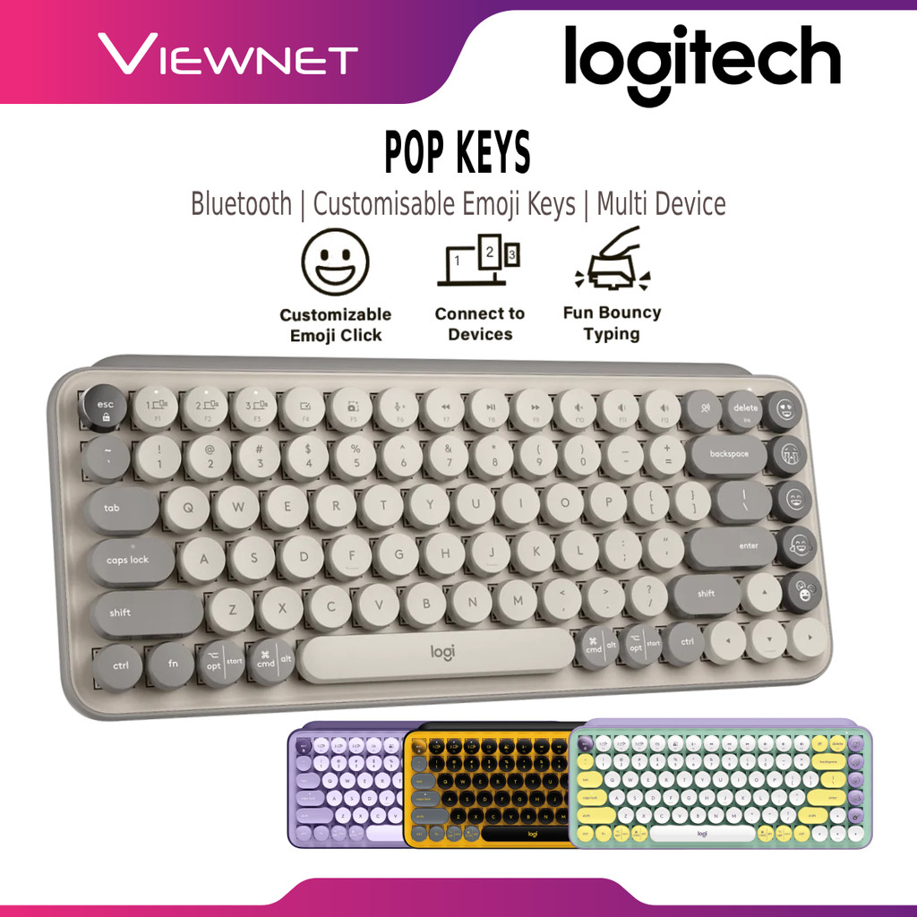 LOGITECH POP KEYS MECHANICAL WIRELESS KEYBAORD CUSTOMISABLE EMOJI KEYS | BLUETOOTH | MULTI ...